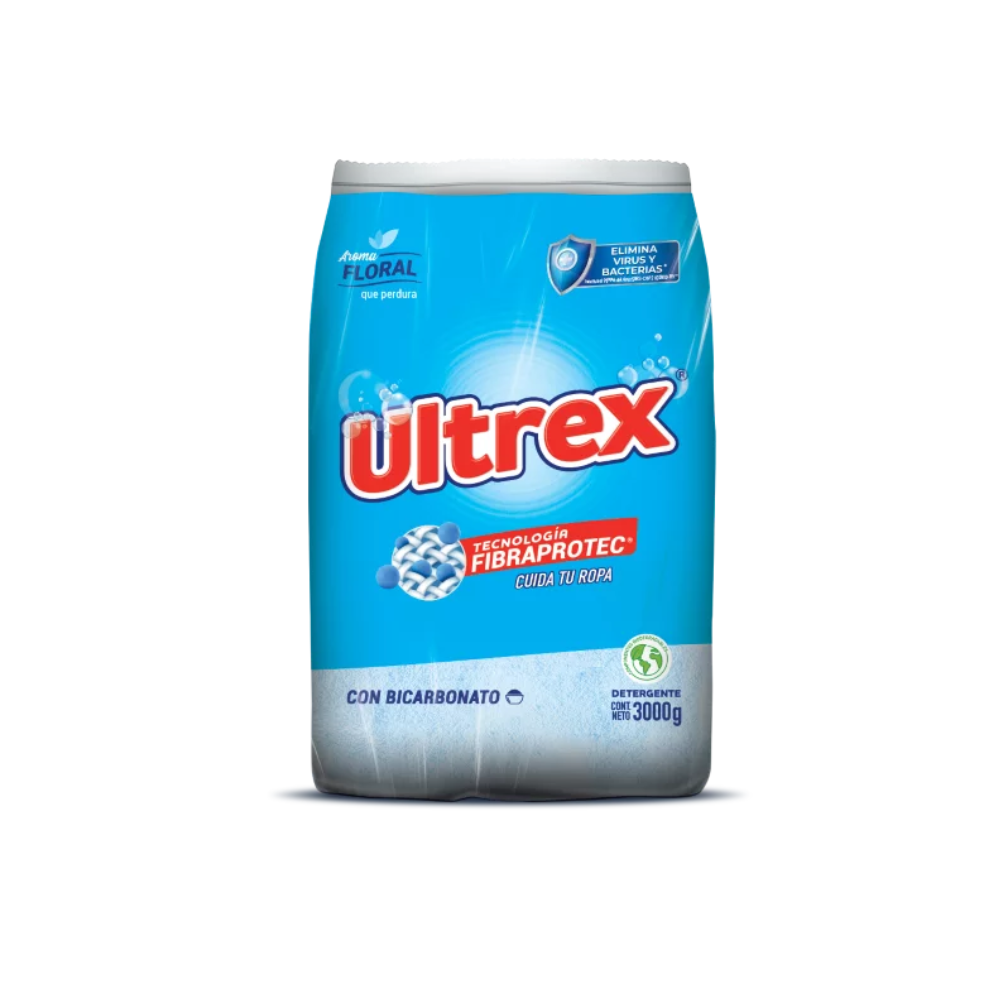 Detergente En Polvo Ultrex Floral Con Bicarbonato 3000Gr