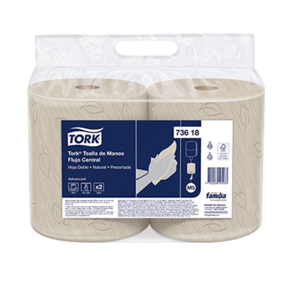 Tork Toalla en Rollo Pre-Cortada Hoja Doble Natural 100 Mt Paquete x 2 ...